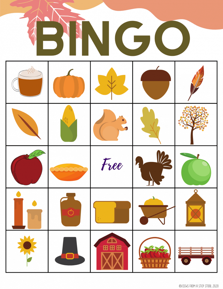 Printable Fall Bingo Game for Kids - Views From a Step Stool