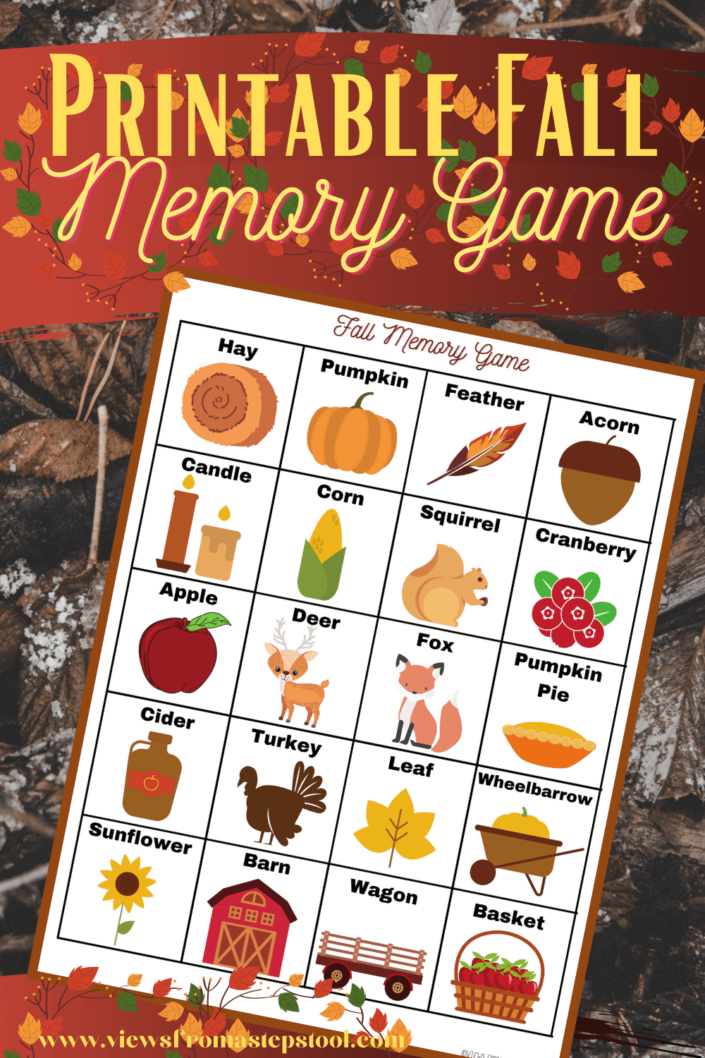 Printable Fall Matching Game - Views From a Step Stool