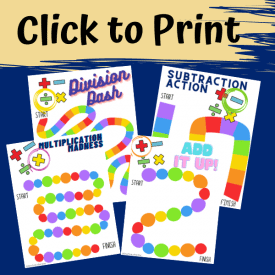 Printable Math Board Games: Addition, Subtraction, Multiplication and ...