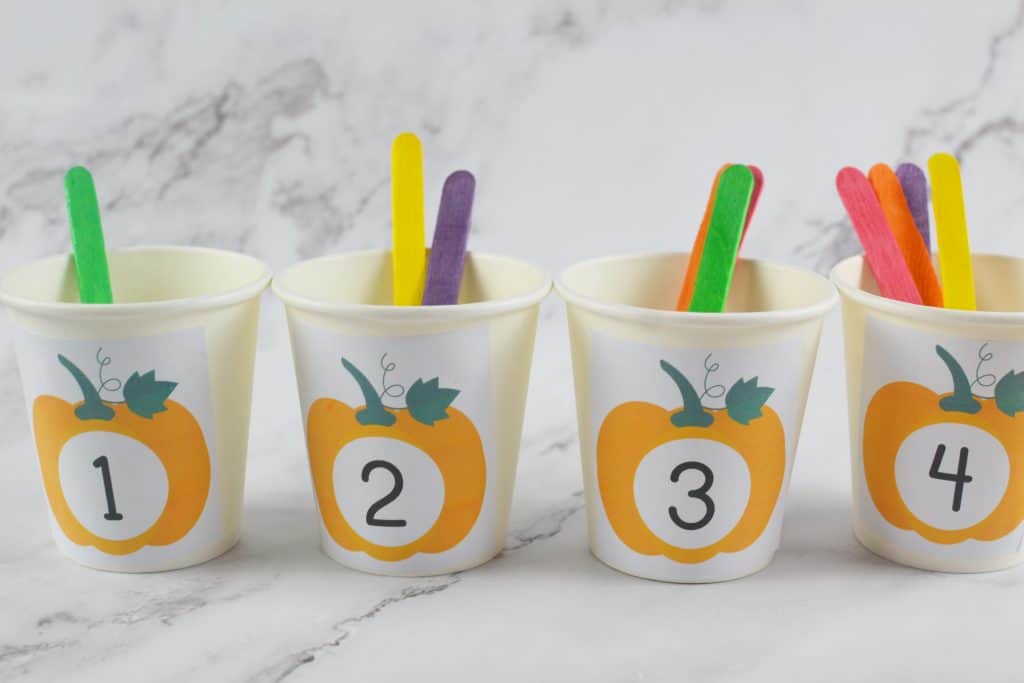 Pumpkin Counting Activity with Popsicle Sticks - Views From a Step Stool