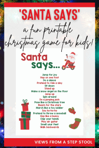 Santa Says Printable Christmas Game - Views From a Step Stool