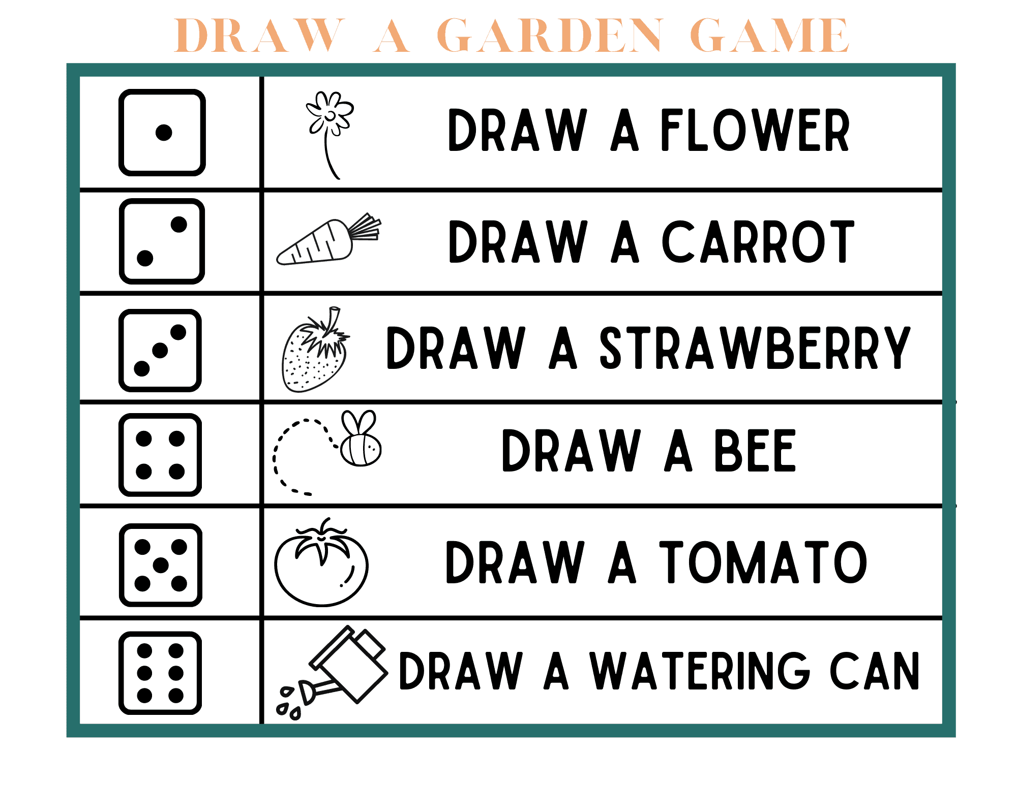 Drawing Garden Game to Print for Kids: Roll and Draw! - Views From a ...