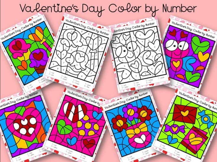 Valentine's Day Color by Number Printables - Views From a Step Stool
