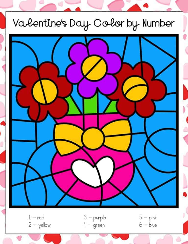 Valentine's Day Color by Number Printables - Views From a Step Stool