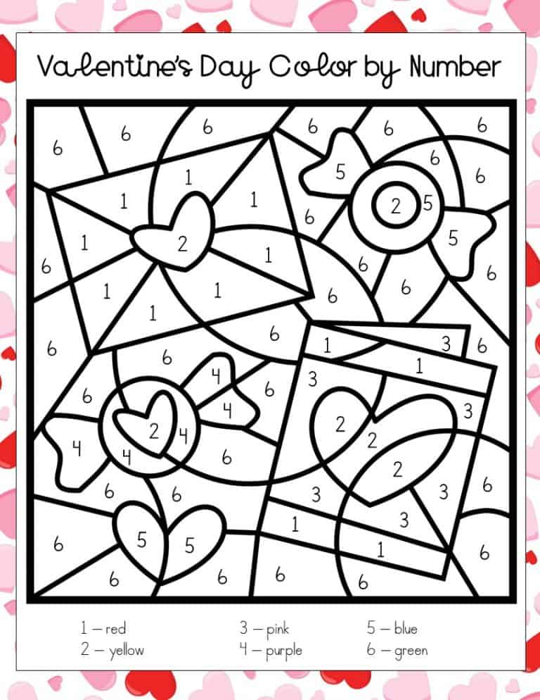 Valentine's Day Color by Number Printables - Views From a Step Stool