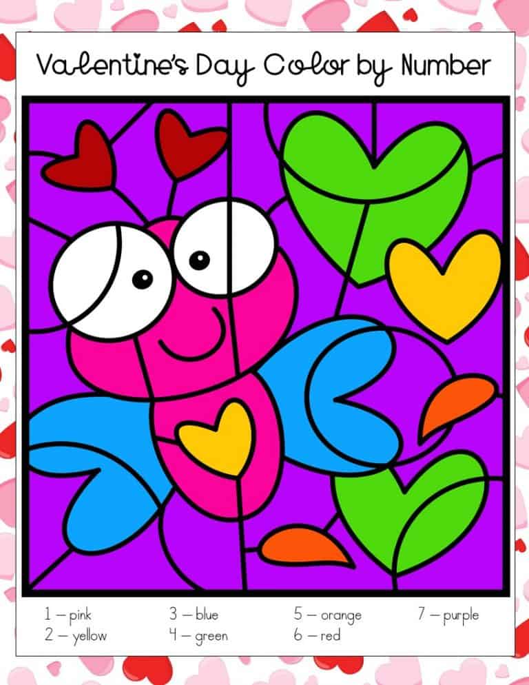 Valentine's Day Color by Number Printables - Views From a Step Stool
