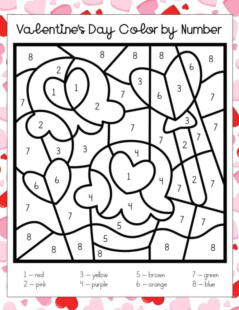 Valentine's Day Color by Number Printables - Views From a Step Stool