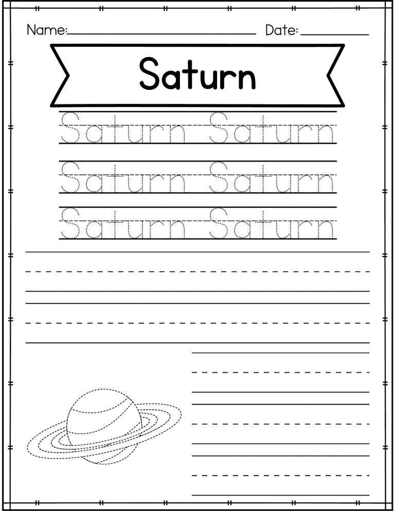 Planets Trace and Write Printable for Kids - Views From a Step Stool