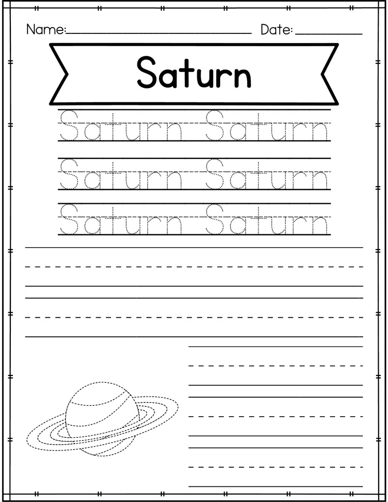 Planets Trace and Write Printable for Kids - Views From a Step Stool