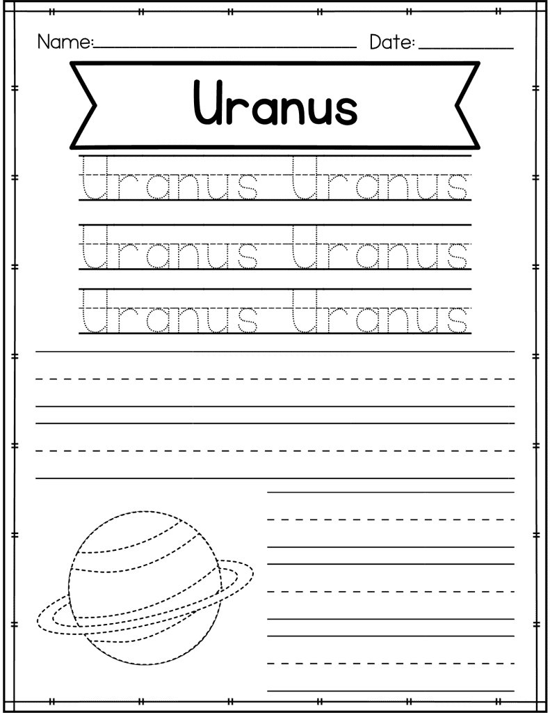 Planets Trace and Write Printable for Kids - Views From a Step Stool