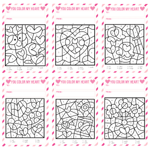 Printable Color by Number Valentine's Day Cards for Kids - Views From a ...