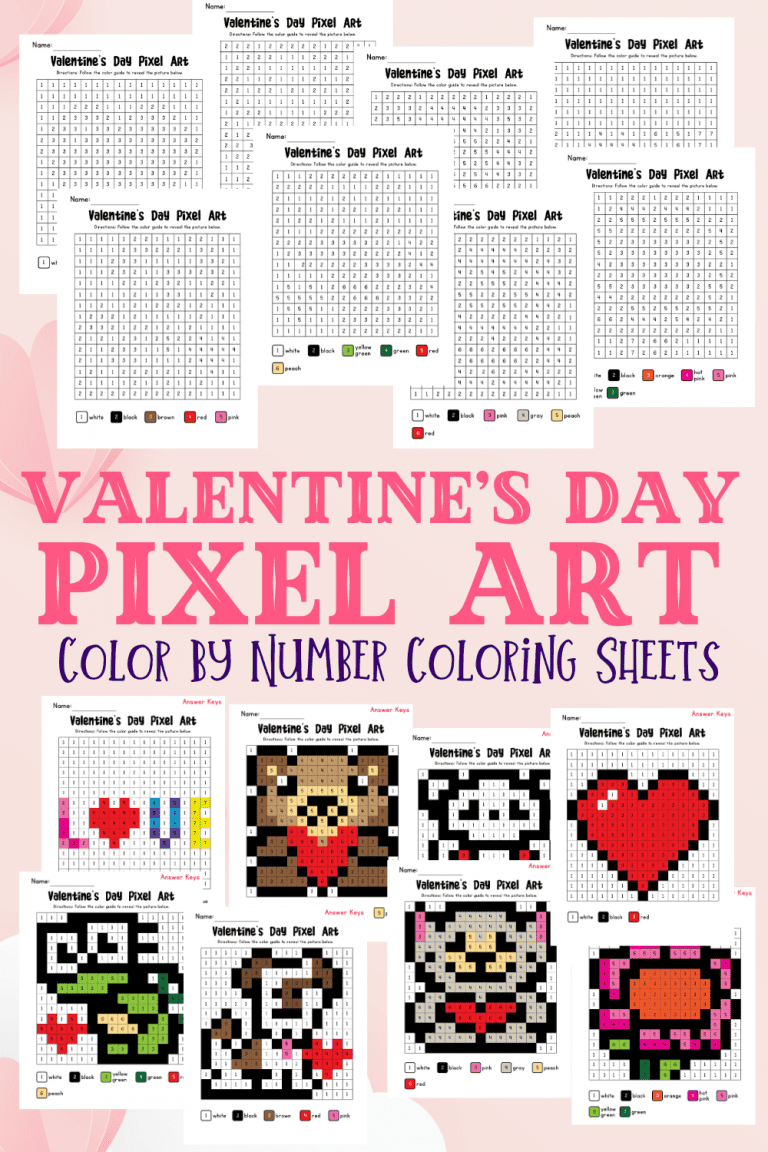 Valentine's Day Pixel Art Color by Number: Free Printables - Views From ...