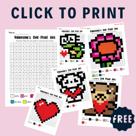 Valentine's Day Pixel Art Color by Number: Free Printables - Views From ...