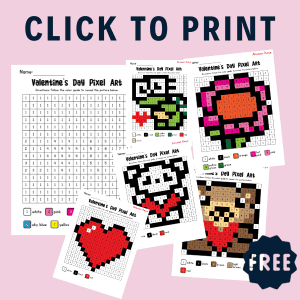 Valentine's Day Pixel Art Color by Number: Free Printables - Views From ...