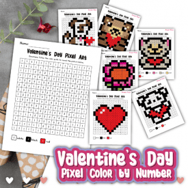 Valentine's Day Pixel Art Color by Number: Free Printables - Views From ...